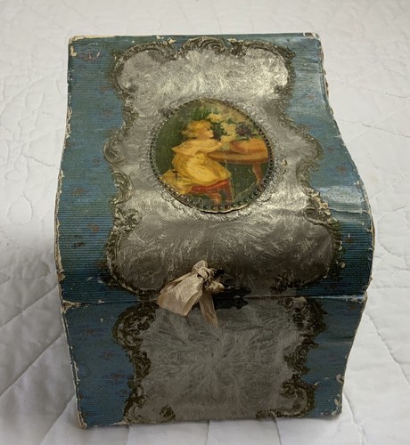 Antique Victorian Collar Box, Celluloid Young Girl Design, Paper ...