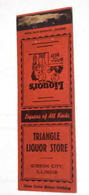 Triangle Liquor Shop Gibson City Illinois 20 Strike Matchbook Cover | eBay