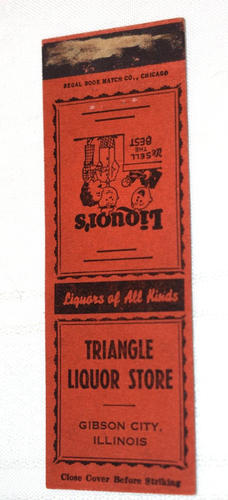 Triangle Liquor Shop Gibson City Illinois 20 Strike Matchbook Cover | eBay