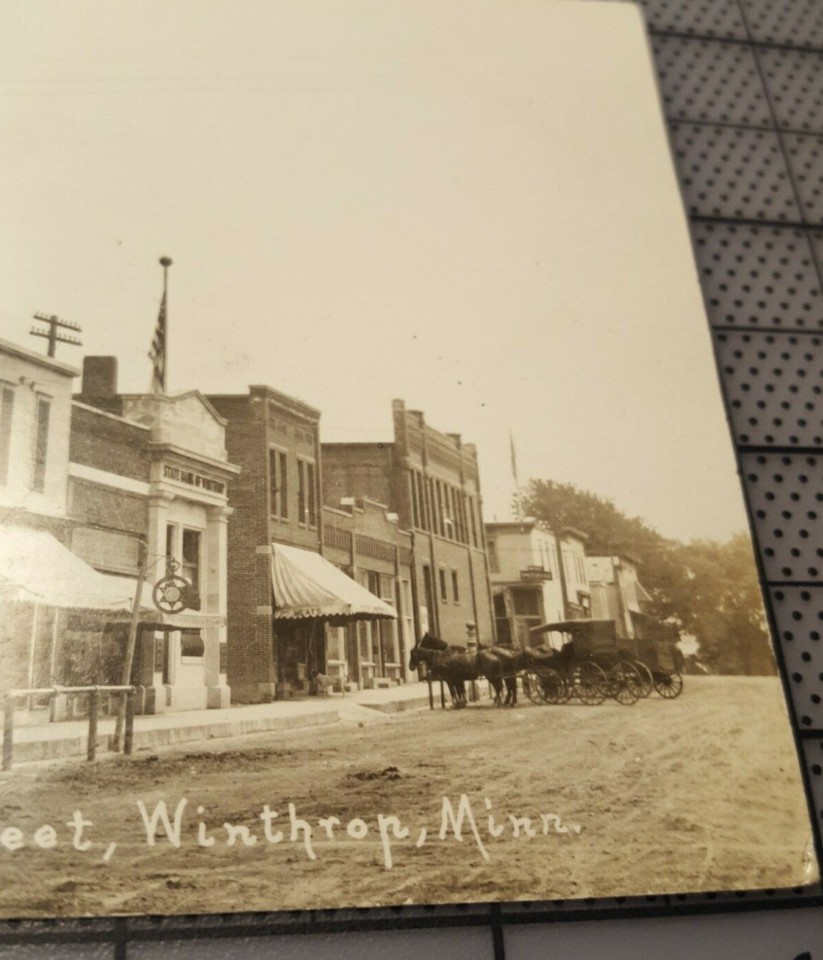 Second Street, Winthrop, Minnesota; real photo postcard RPPC. Posted ...