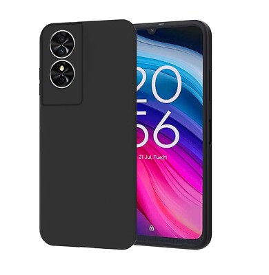 For TCL 505 Case, Slim Silicone Gel Phone Cover Shockproof Matte Black ...
