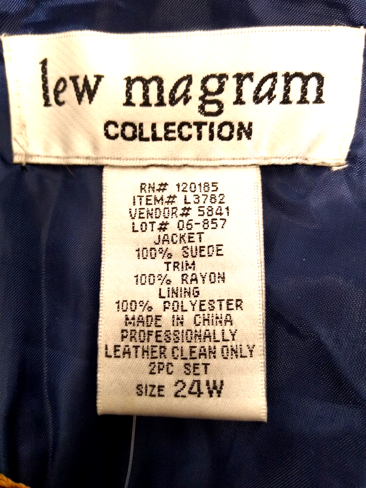 NWTS, lew magram collection "Jacket & Skirt" Size 24W, Blue Suede ...