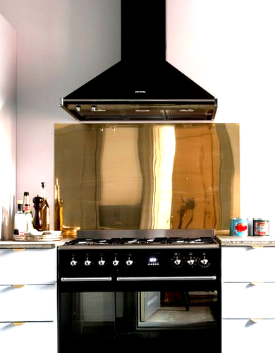 Polished Brass Designer Splashback Plate for Kitchen Cooker Hob Splash ...