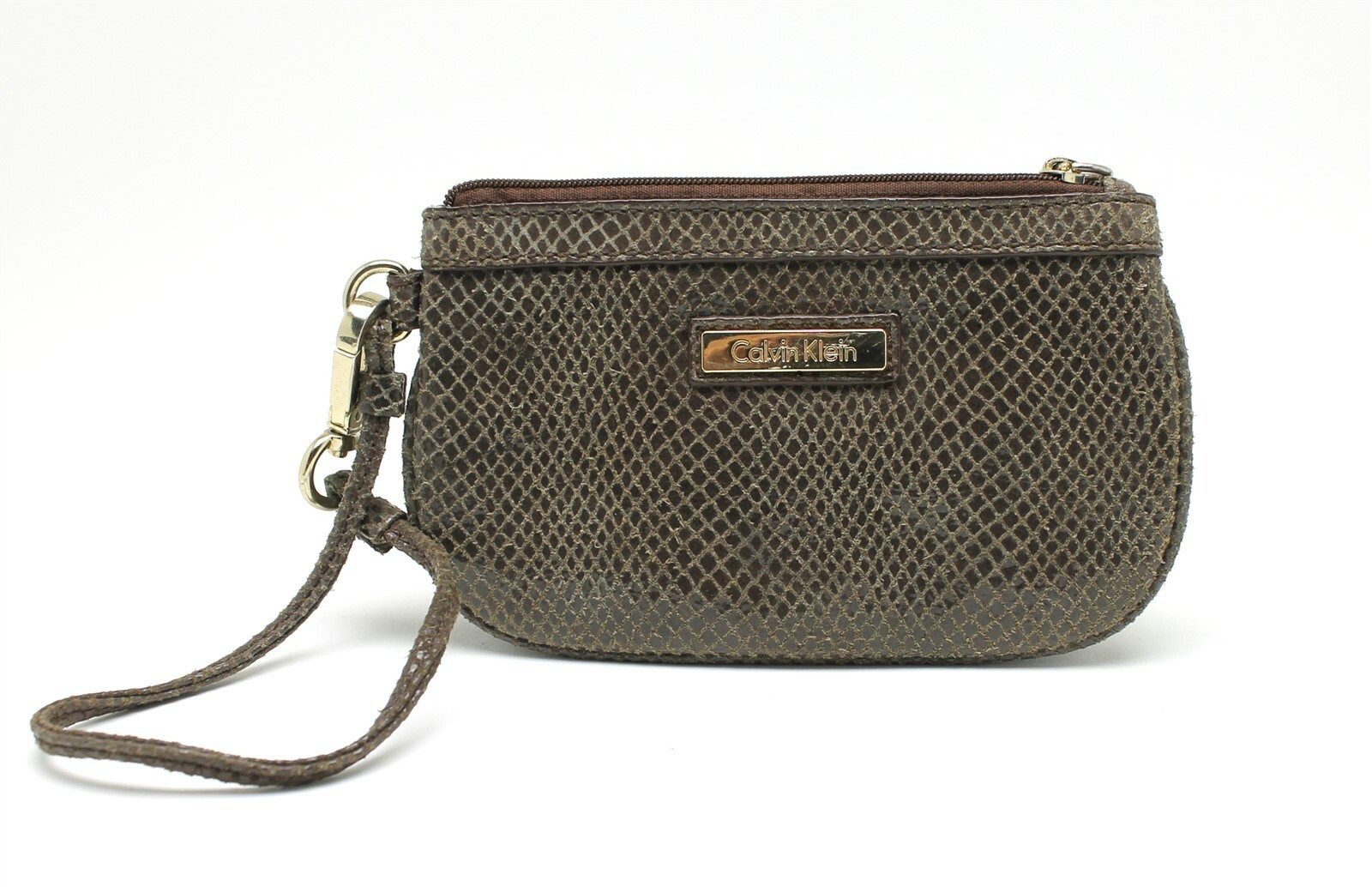 Calvin Klein Brown Snake Skin Print Wristlet - Gem