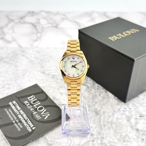 Bulova Surveyor Women's Gold-Tone Stainless Steel Diamond Watch 97P172 ...