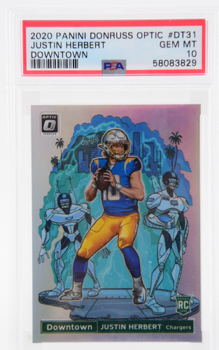 2020 Panini Donruss Downtown Justin Herbert Chargers RC Rookie PSA 10 ...