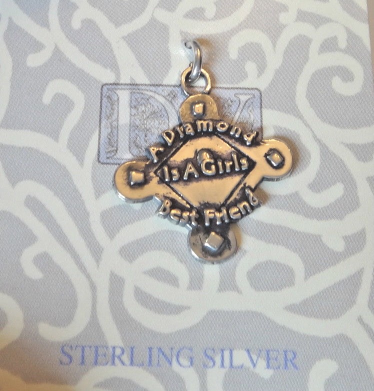 Sterling Silver 22x21mm A Diamond is a Girl's Best Friend Softball ...