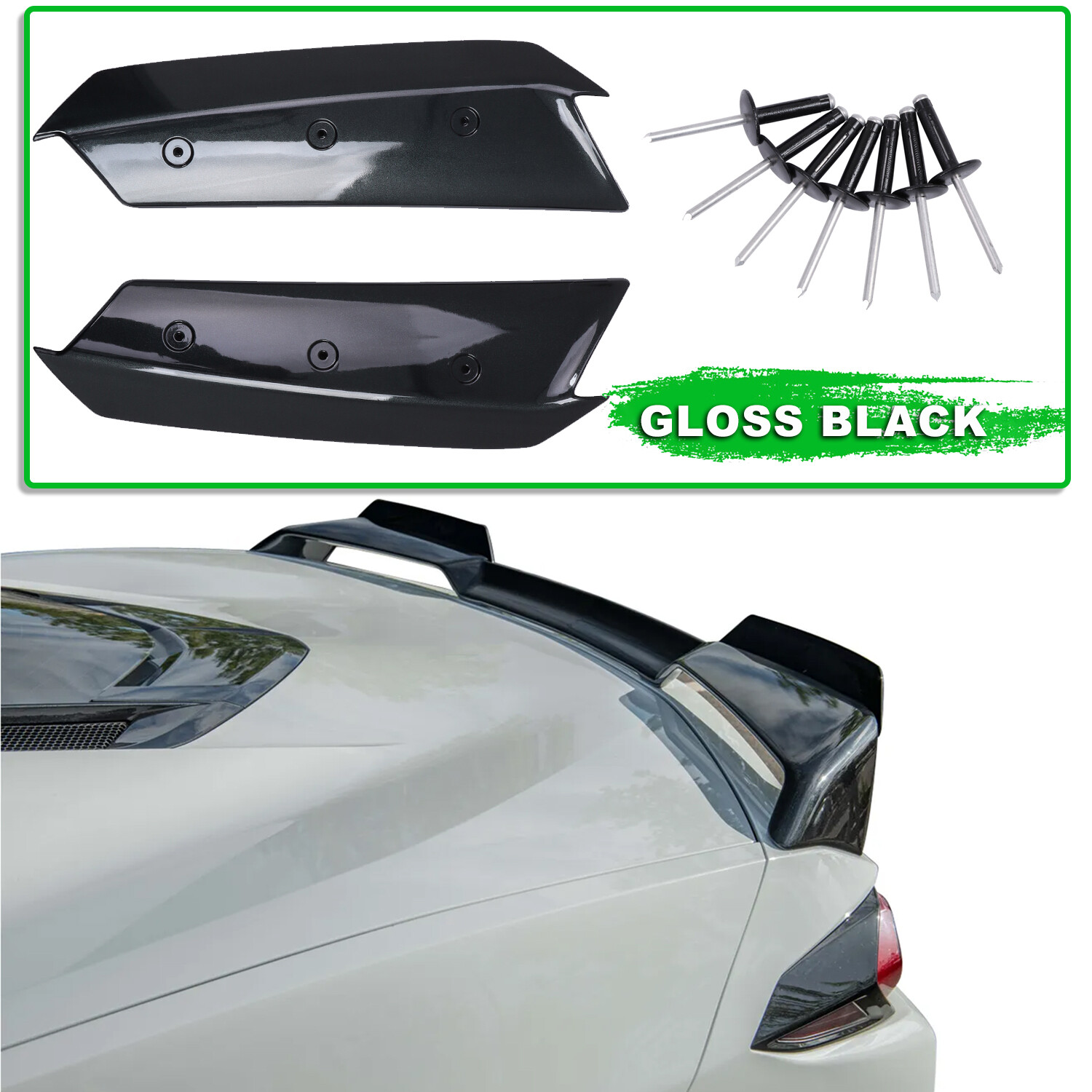 For 20-Up Corvette C8 Z51 Factory Spoiler Add-On Wing Wickers Pair ...