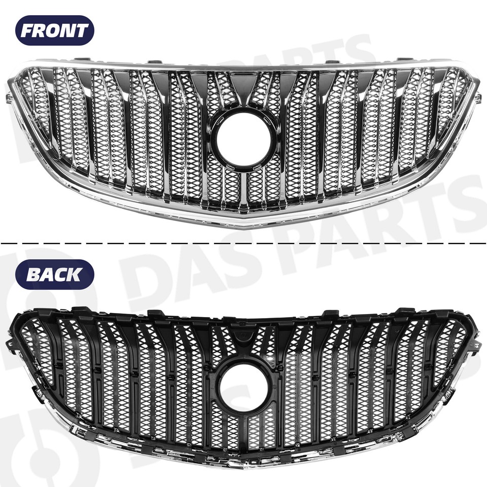 For Buick Enclave 2013-2017 Front Bumper Upper Grille Black Chrome ...