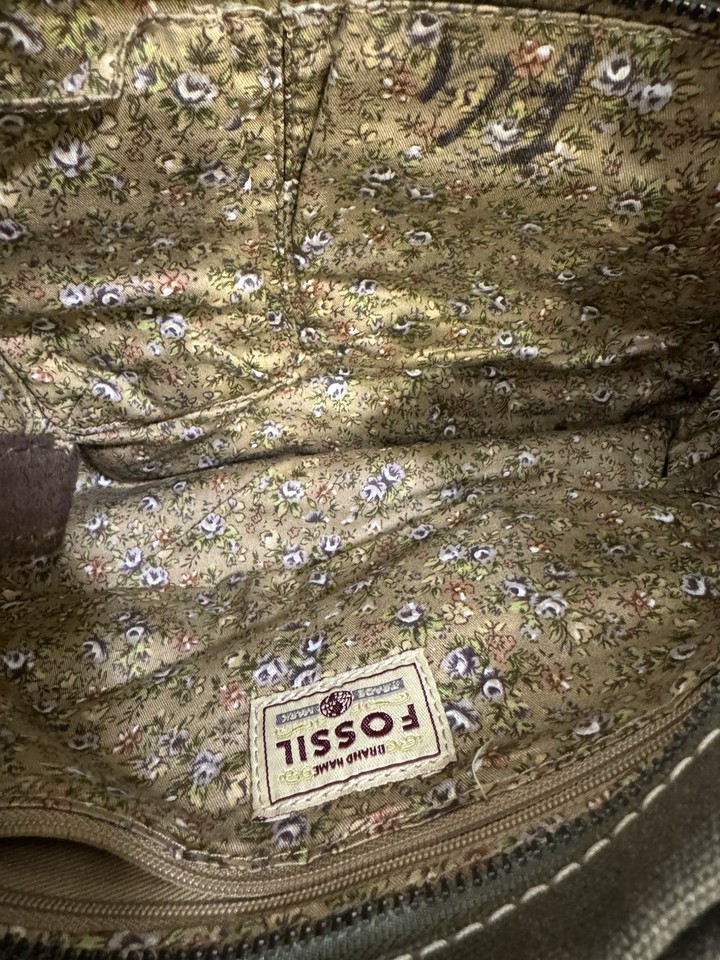 Fossil Olive Green Canvas Crossbody Shoulder Bag Purse | eBay