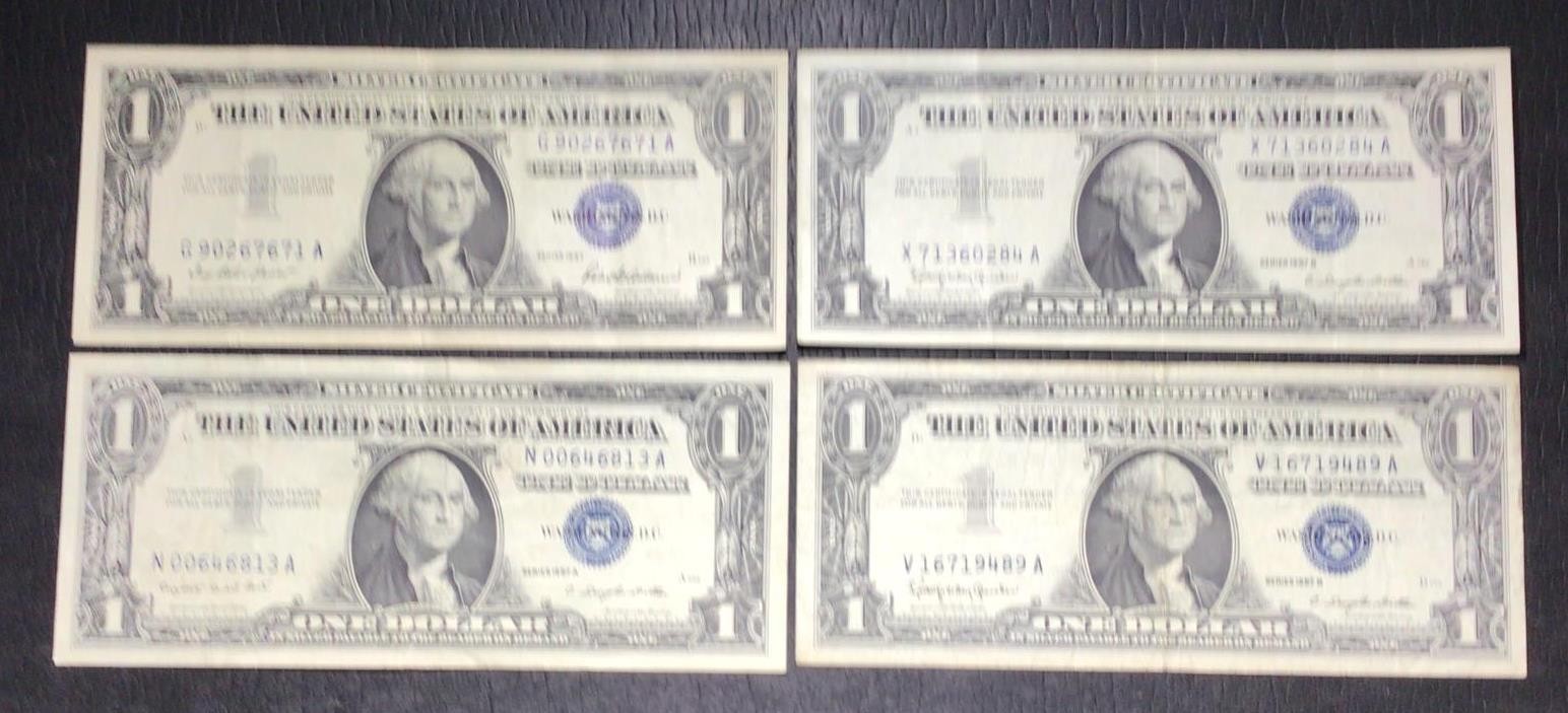 1957-1957B $1 Blue SILVER Certificates X7671 Set of 4! Choice VF ...