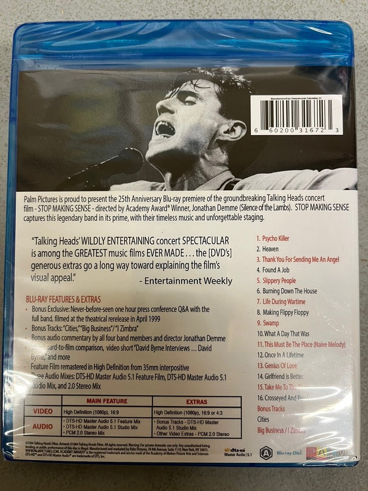 Stop Making Sense The Talking Heads Jonathan Demme David Byrne Blu-ray ...