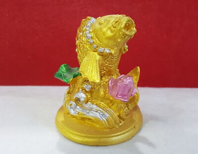 Gold Fish Carp Statue Feng Shui Wealth Rich Animal Decor Desk Shelf ...