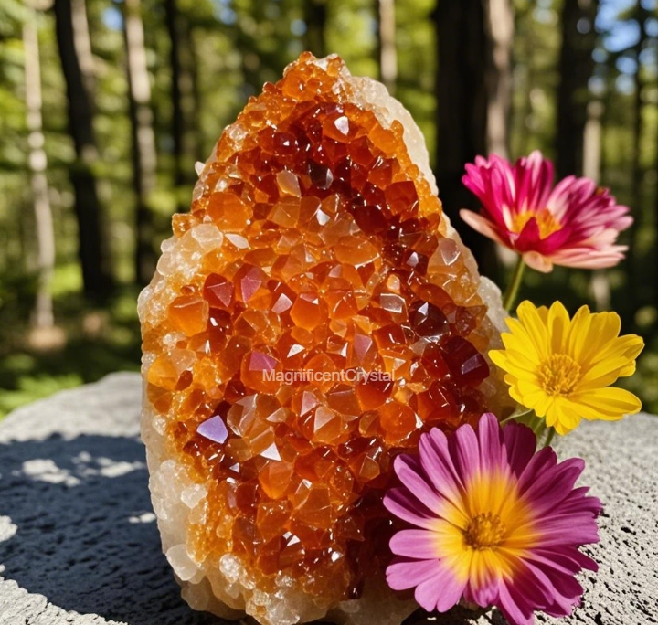 300G+Large Rare Orange Geode Quartz Cluster Crystal Healing Reiki Home ...