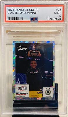 Giannis Antetokounmpo 2021 Panini Sticker Silver, PSA 9 Pop 1, 0 Higher ...
