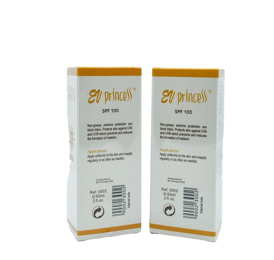 EV Princess 100 SPF Extreme Protection Sun Block tinted 2oz/ 60 ml (2 ...
