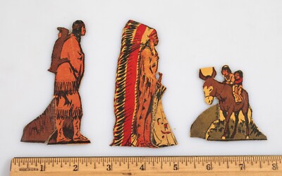 Vintage 1930s Cardboard Stand Up Die Cut Litho Game Pieces Indians | eBay