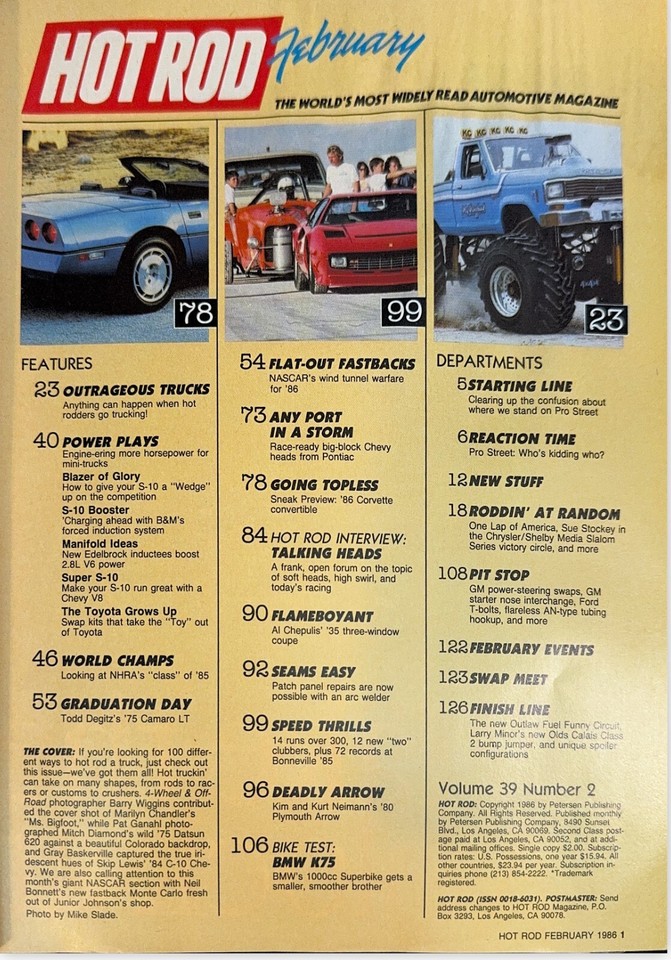 Hot Rod Magazine - February 1986 Outrageous Trucks | eBay