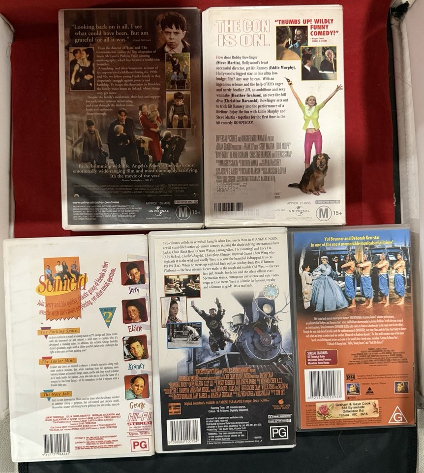 Mixed Bulk Lot VHS Retro Vintage Video Cassette Bulk Lot X 5 (Lot 2227 ...