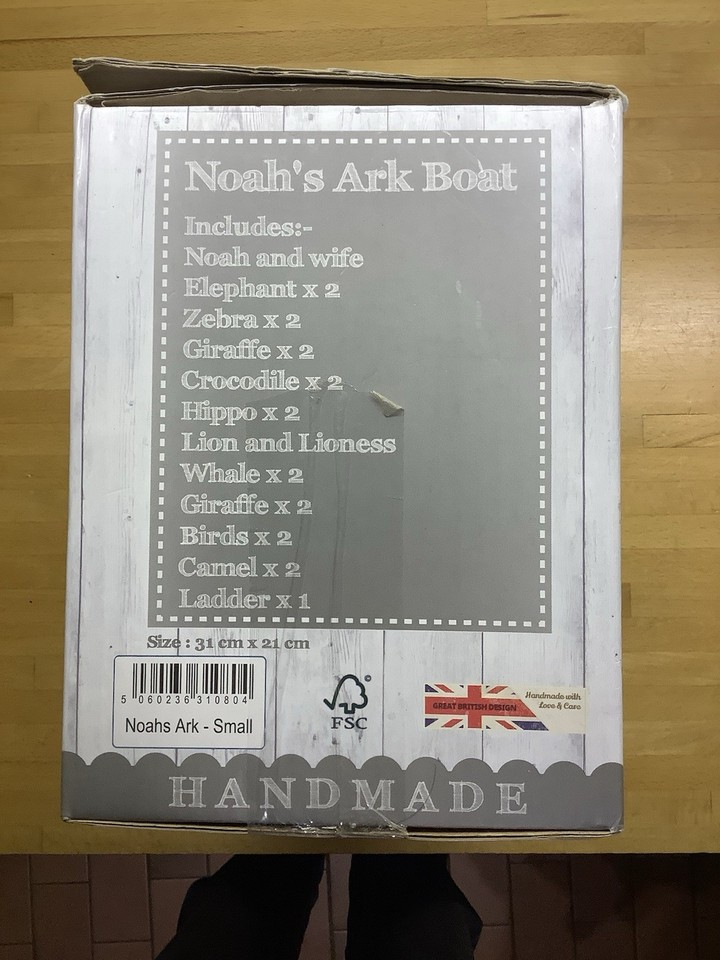 Wooden Noahs Ark Boat and animals | eBay UK