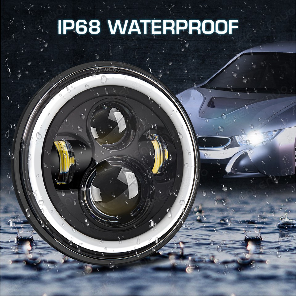 For Hummer H2 2003-2009 Pair Round LED Headlights High-Low Beam DRL ...