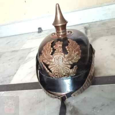 WW1 WW2 Spiked LARP German Leather Prussian Officer Pickelhaube Helmet ...