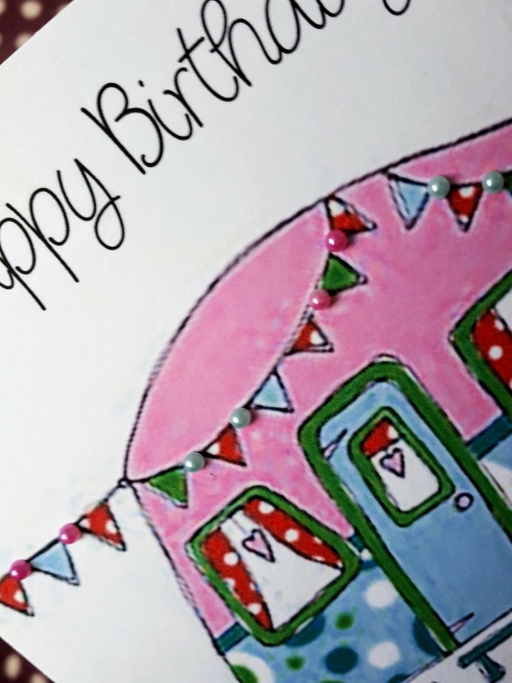 Personalised birthday card caravan camping festival friend sister ...