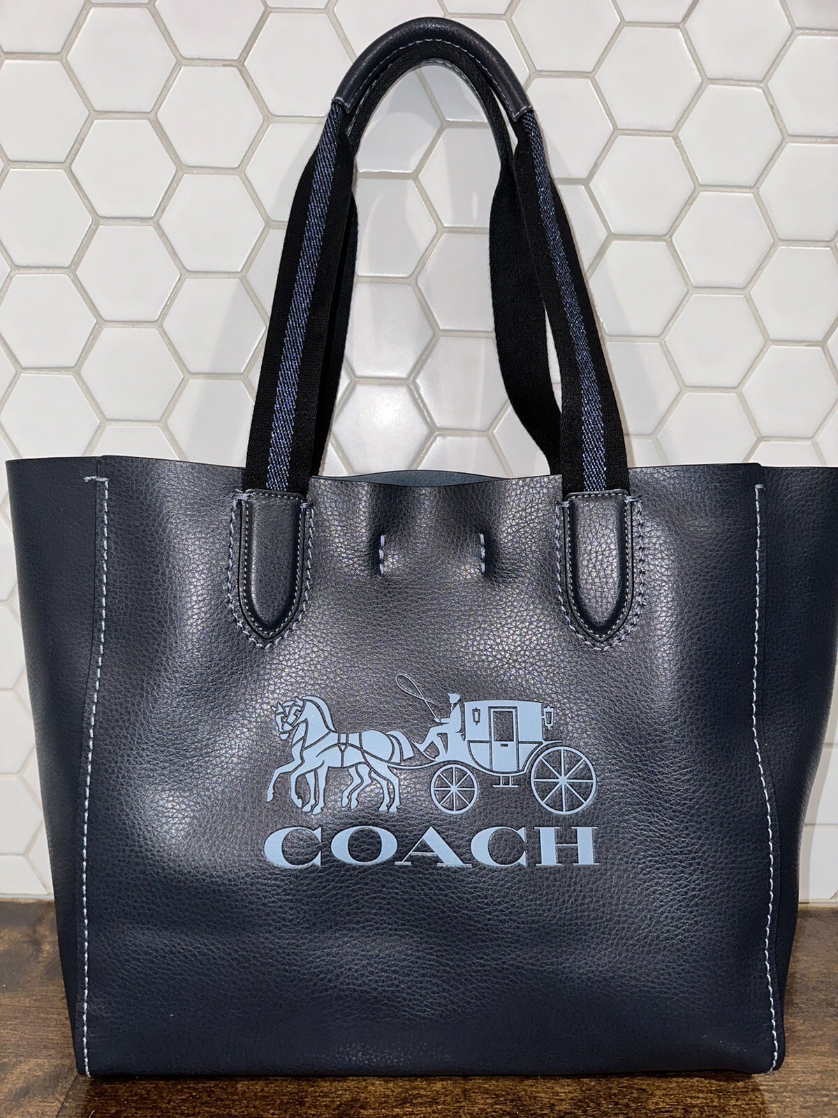 Coach Derby Tote Horse & Carriage Midnight Navy Blue… - Gem