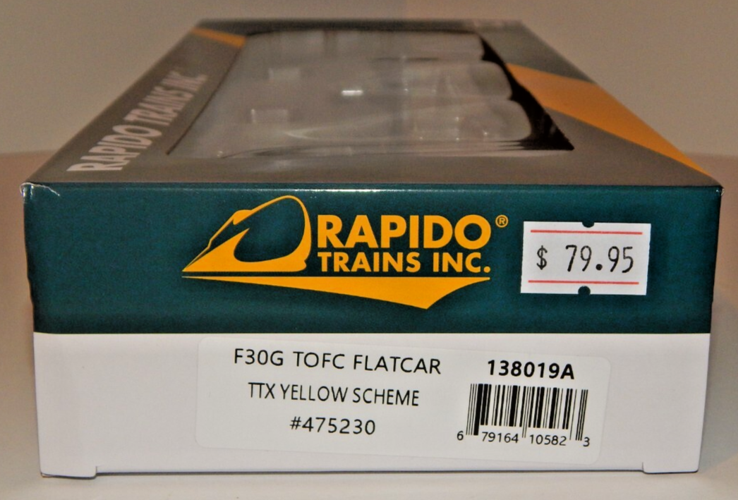 Rapido Trains HO #138019A TTX Yellow Scheme F30G TOFC Flatcar RTR ...