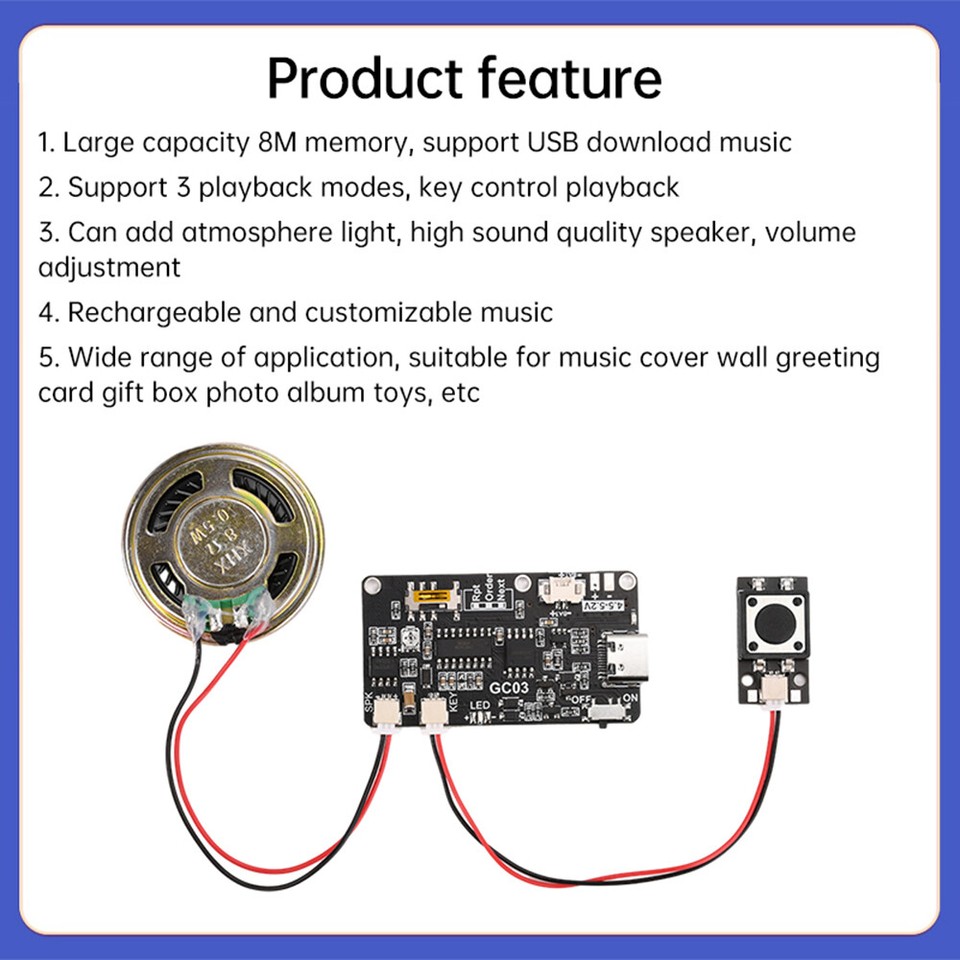 8M Greeting Card Recordable Voice Chip Music Box Sound Module DIY ...