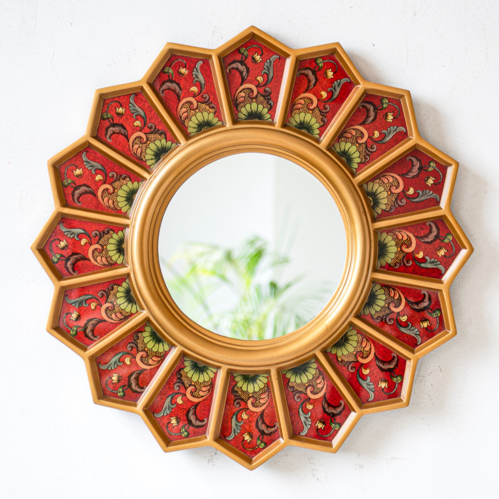 Decorative Red Round Mirror 18.5" for wall home decor| Peruvian ...