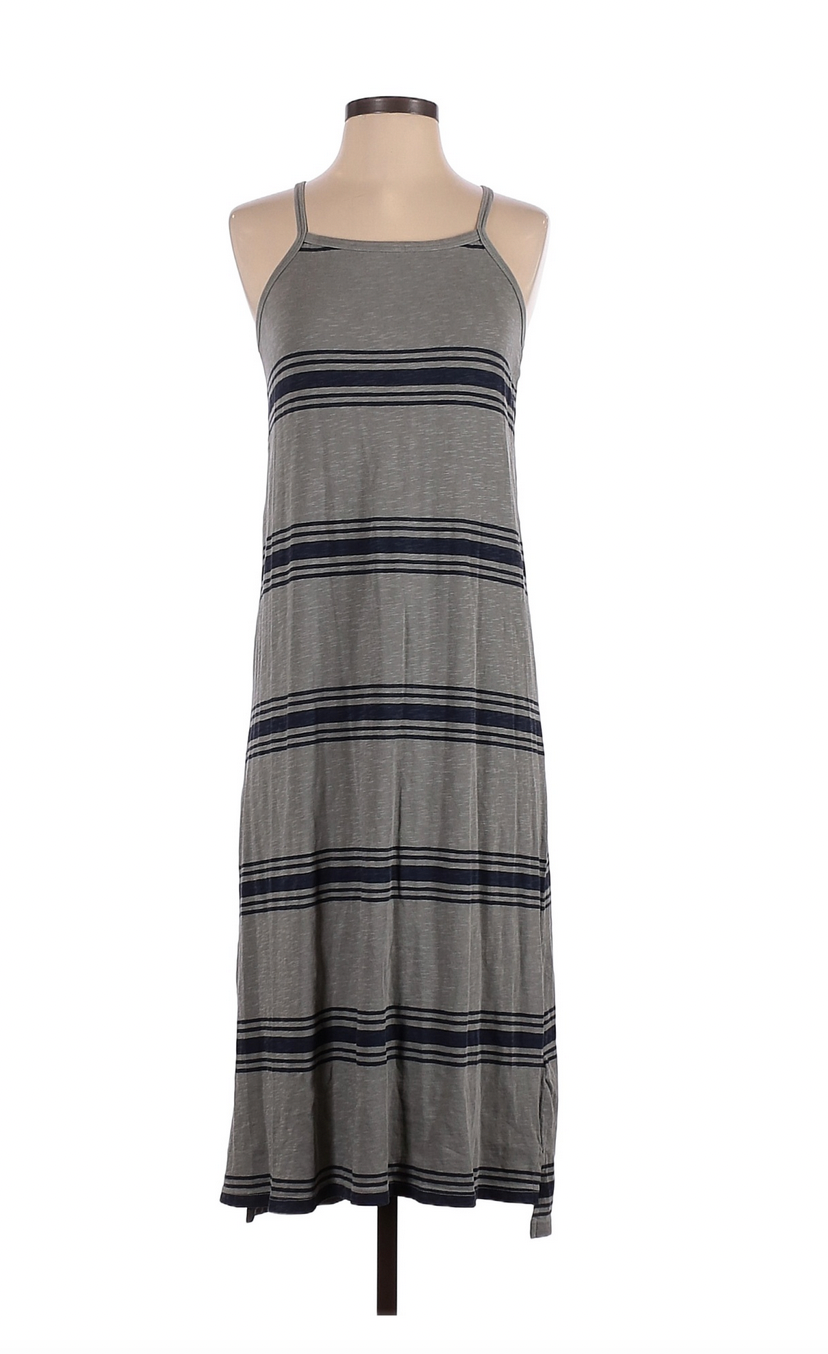 SUNDRY ~ 1 Small ~ Blue & Gray Striped Sleeveless Racerback MIDI Tank ...
