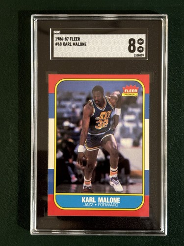 Karl Malone 1986 FLEER BASKETBALL #68 RC NM-MT HOF Rookie Card Utah ...