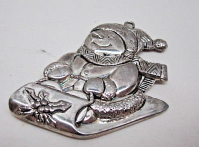 Vintage Gorham Snowman on Sled Silver Plated Hanging Ornament | eBay