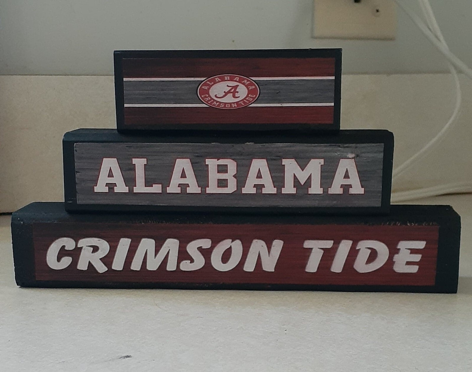 Alabama Crimson Tide 3PC free standing wood stackable signs football ...