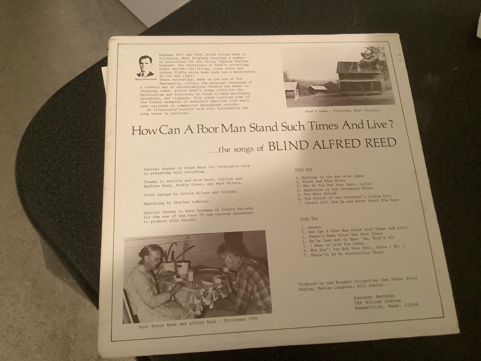 BLIND ALFRED REED how can a poor man stand such times LP ROUNDER With ...