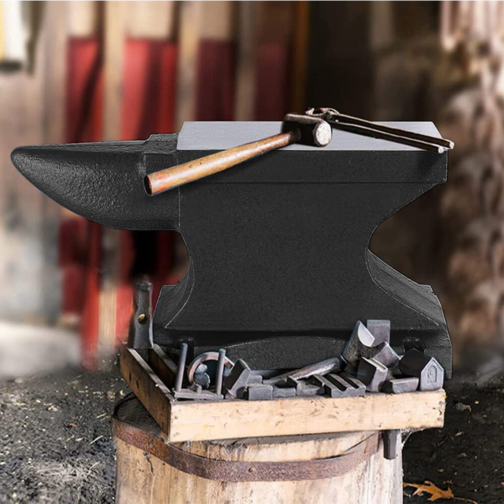 Heavy Duty Cast Iron Anvil Blacksmith Long Horn Hardy Hole 55 lbs,75 ...