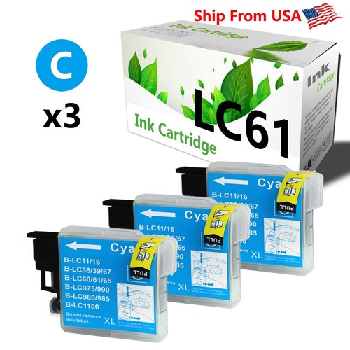 (3PK,Cyan) LC61 Ink Cartridge LC-61 work with DCP-165C Printers | eBay