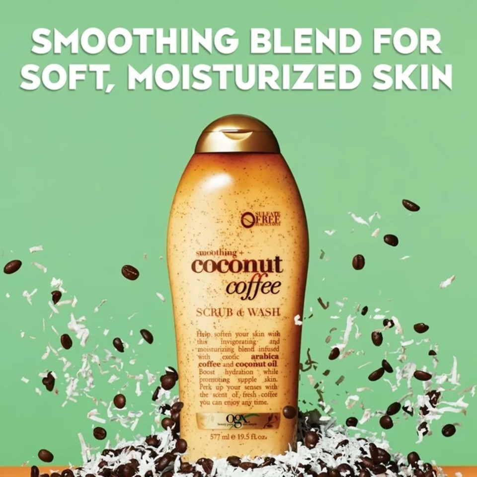 OGX Smoothing + Coconut Coffee Exfoliating Body Scrub, Paraben-Free 19. ...