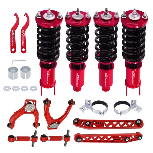 Adj. Damper Coilover Lowering Kit + Control Arm Camber Kit for Honda ...