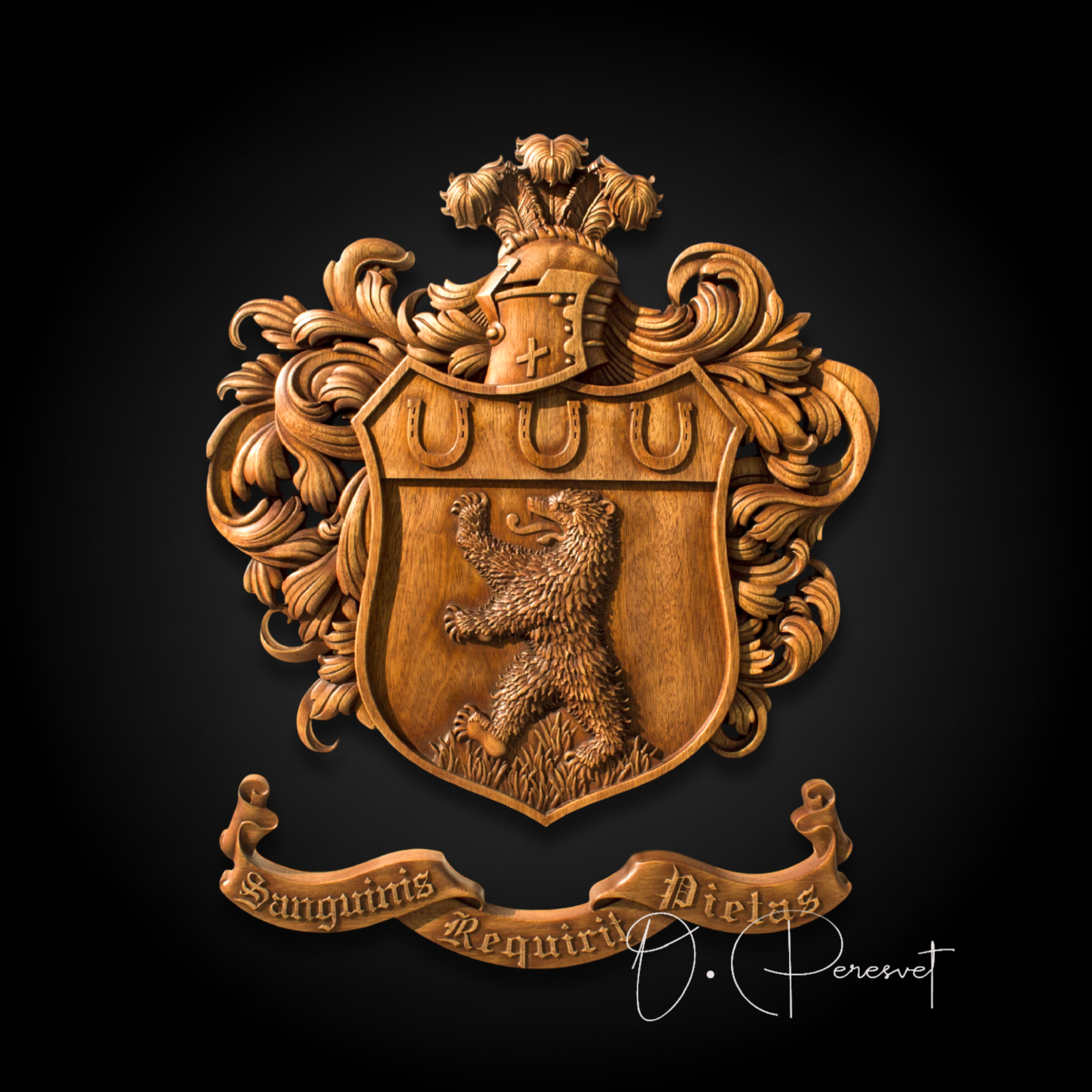 Custom Wood Carved Family Coat of Arms - Heraldic Crest - Wall Hanging ...