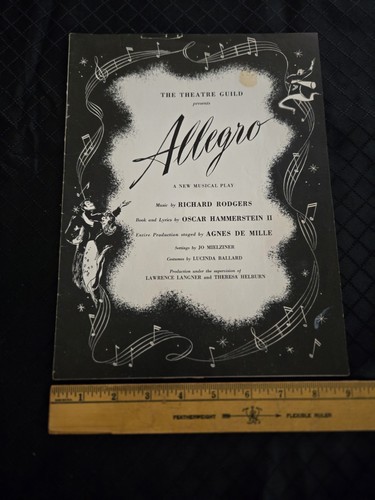 Rodgers & Hammerstein "ALLEGRO" 1948 Biltmore Theatre Playbill Musical ...