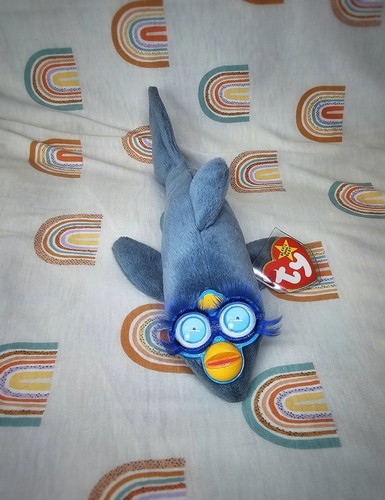 Vintage TY Beanie Baby CRUNCH THE SHARK Plush Stuffed Odd Body Furby ...