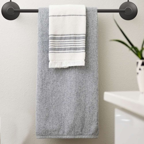 DGYB Suction Cup Towel Bar for Bathroom 17 Inch Matte Black Towel ...