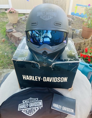 Harley Davidson Gargoyle 3 In 1 Full Face Black Helmet/Blue Visor/OEM ...