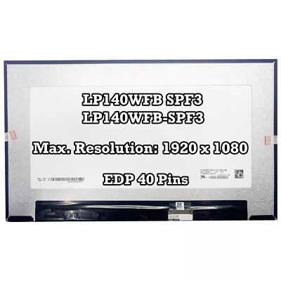 LP140WFB SPF3 LP140WFB-SPF3 14.0'' FHD LCD Touch Screen Panel EDP 40 ...