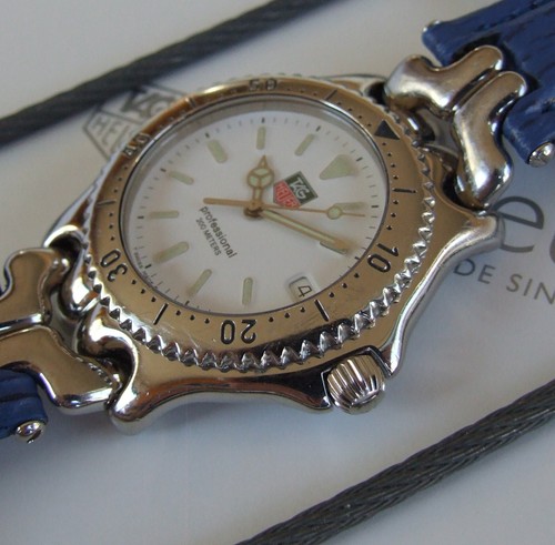 TAG HeUeR Classic Men S/el SEL Polished SS Watch~White~NEW Blue ...