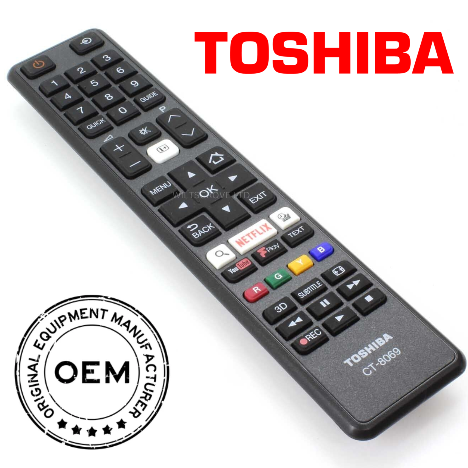 Genuine Toshiba CT-8069 TV Remote Control for 55U6663DB 32L3753DB Smart ...