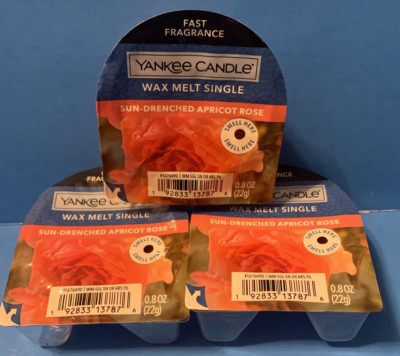 Yankee Candle Wax Melt Single Scent Sun Drenched Apricot Rose 3 Packs ...