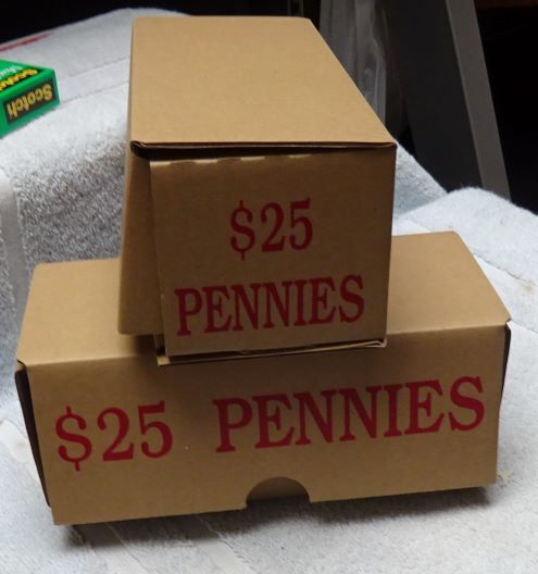 * Lot of TWO (2) - Heavy Duty STORAGE BOXES for PENNIES cents ROLLS ...